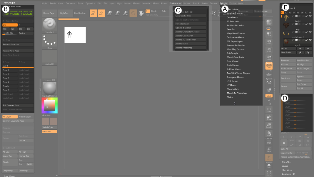 ZBrush Pose Tools User Interface